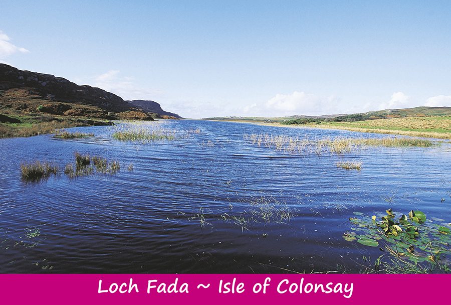 Small Postcard Loch Fada Isle of Colonsay pack of 50 - Island Blue