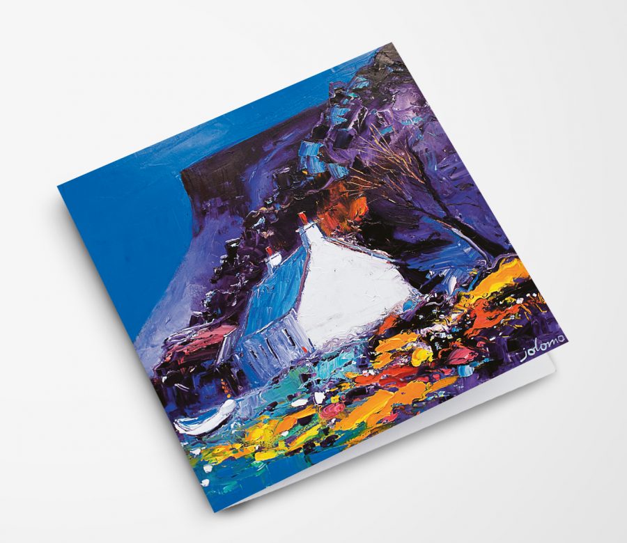 JOLOMO Greeting Card Night Falls on the Gribun Rocks Mull - Island Blue