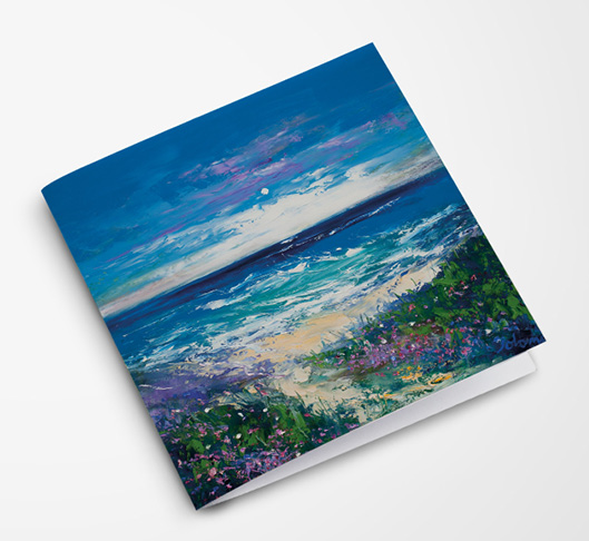JOLOMO Greeting Card Sea Pinks and Spindrift Isle of Barra - Island Blue