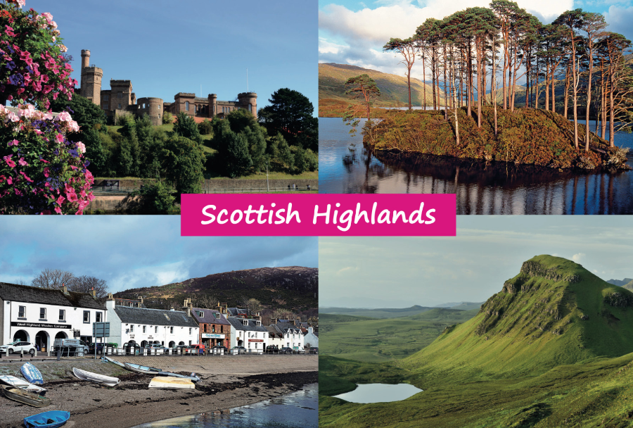 Small Postcard Scottish Highlands pack of 50 - Island Blue