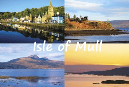 Small Postcard Isle of Mull Sold in packs of 50 - Island Blue